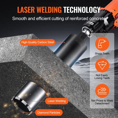 Vevor Core Drill Bit 4 25 Wet Diamond Core Drill Bits 14 Drilling Depth Concrete Core Drill