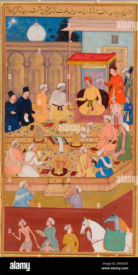 Mughal Emperor Akbar R Holds A Religious Assembly In The Ibadat Khana House Of