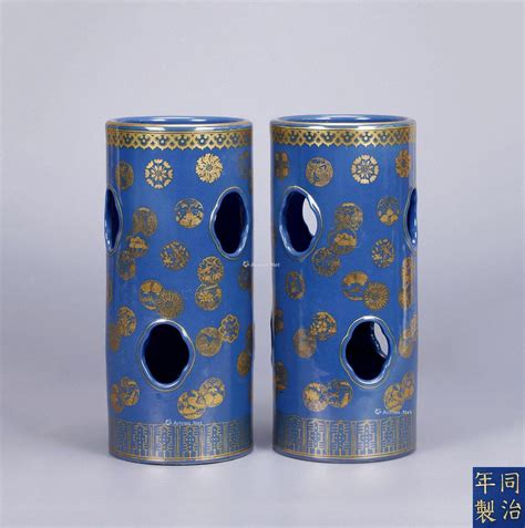 清 霁蓝釉描金皮球花帽筒2015春季艺术品拍卖会（二）宝源国际拍品价格图片拍卖专场拍卖会预展拍卖会结果卓克拍卖频道