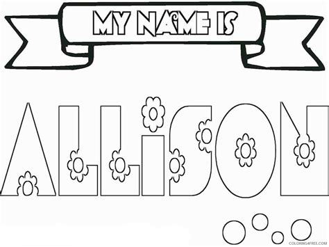 Girl Names Coloring Pages For Girls Allison Printable 2021 0643