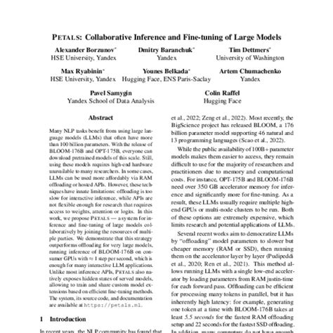 Petals Collaborative Inference And Fine Tuning Of Large Models ACL Anthology