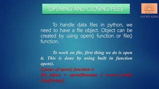 Data File Handling In Python Introduction Opening Closing Files PPT