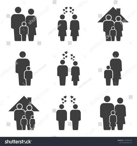 Set Family Icons Different Variants Marital Stock Vector Royalty Free