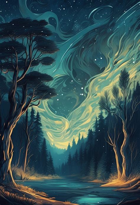 Download Forest River Night Royalty Free Stock Illustration Image