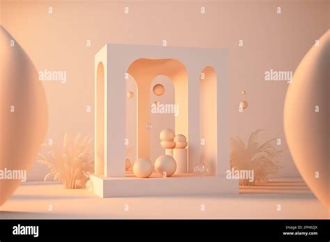 Natural Podium Background Product Display Beige Color Luxury And