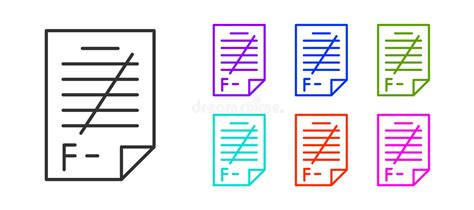 Black Line Exam Paper With Incorrect Answers Survey Icon Isolated On White Background Bad Mark