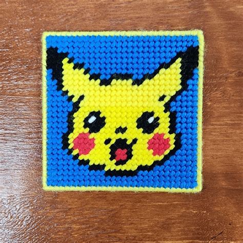 Hand Crafted Wall Decor Pokmon Pikachu Plastic Canvas Wall Hanging