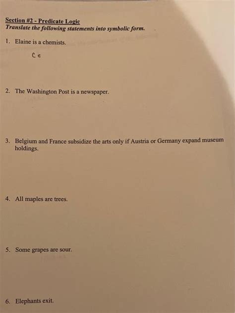 Solved Section 2 Predicate Logic Translate The Following