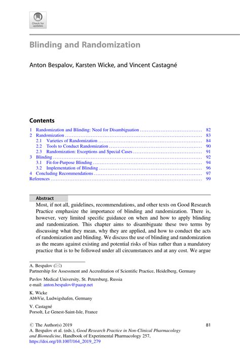 Pdf Blinding And Randomization