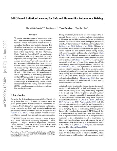 Mpc Based Imitation Learning For Safe And Human Like Autonomous Driving Deepai