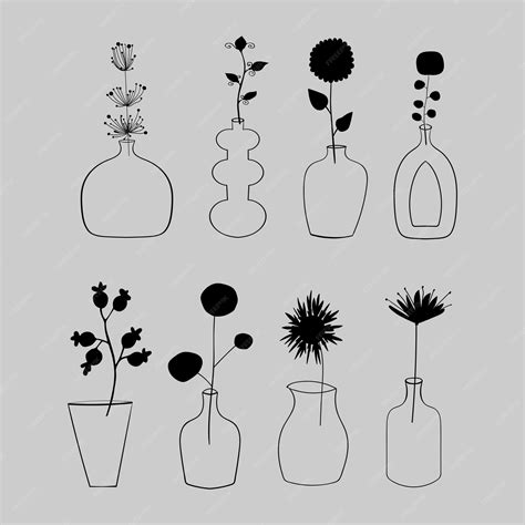 Différentes Plantes Et Fleurs Dans Des Vases Vecteur Défini Pour La