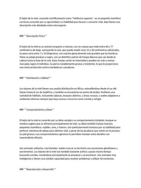 El Tejón De La Miel Pdf