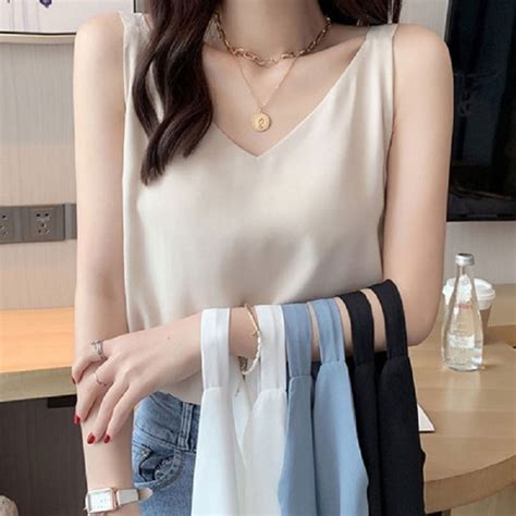 블로썸스틸 딥브이넥 여성 나시티셔츠 여름 민소매티 Rnr 0053