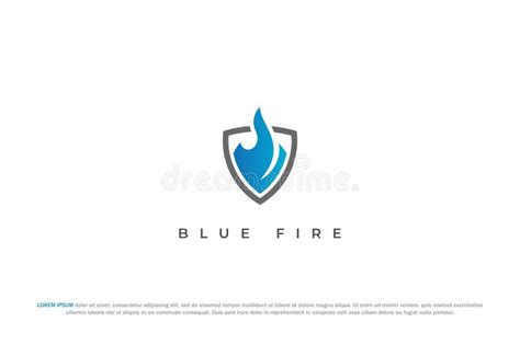 Logo Blue Fire Shield Emblem Stock Illustration Illustration Of