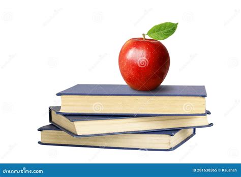 Libros Y Manzanas Aisladas Imagen De Archivo Imagen De Fuentes 281638365