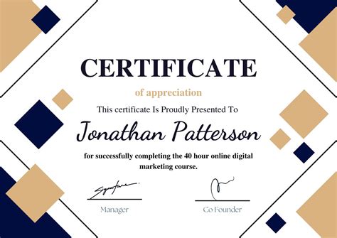 Certificate Of Training Template