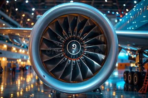 Close Up Of Aircraft Turbine Engine And Propeller Modern Fighter And