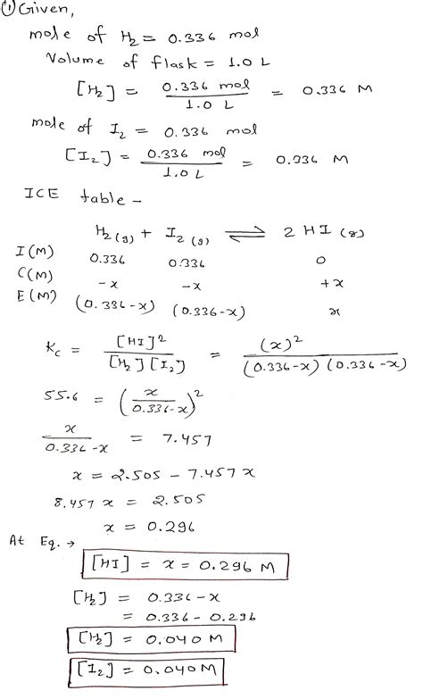 Solved The Equilibrium Constant Kc For The Following Reaction Is