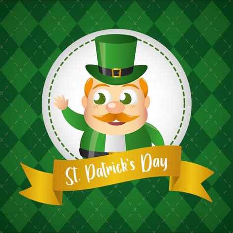 Free Vector Green Leprechaun Label Greeting Card Happy St Patricks Day