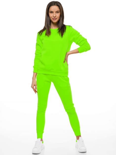 Spodnie Dresowe Damskie Zielone Neonowe OZONEE JS CK01 31 OZONEE