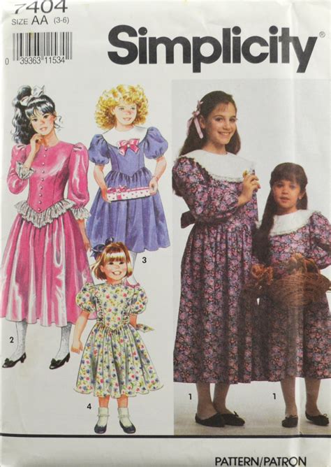 Simplicity 7404 Sewing Pattern Girls Midi Dress W Puff Sleeves Size 3 6