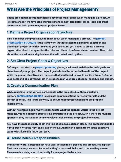 12 Key Project Management Principles And How To Use Them Pdf Project Management Business