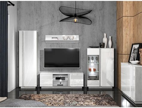 Lumens TV Stalak Vrata Otvora X X Cm Bijela Visoki Sjaj Beton Emmezeta Webshop