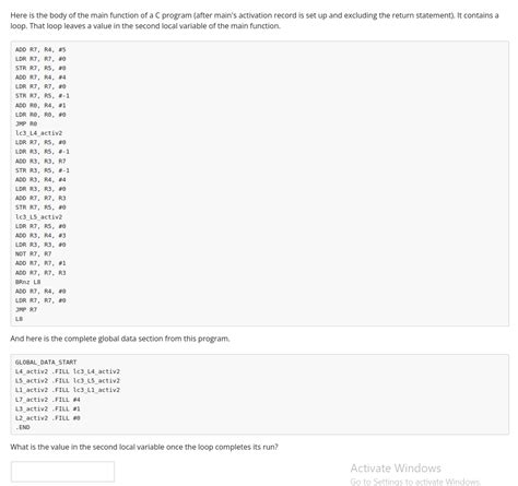 Solved Here Is The Body Of The Main Function Of A C Program Chegg