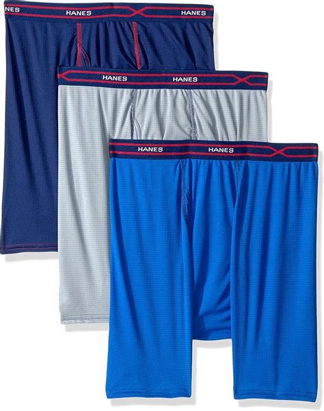 Hanes Mens 3 Pack X Temp Performance Cool Checker Polyester Boxer Brief