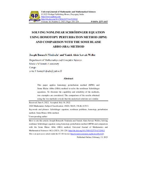 Pdf Solving Nonlinear Schrödinger Equation Using Homotopy Perturbation Method Hpm And