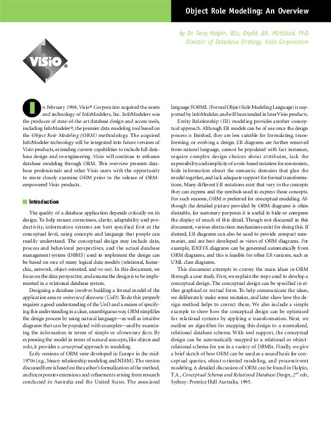 Pdf I Object Role Modeling An Overview By Dr