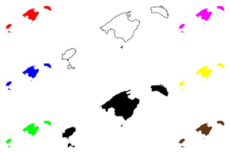 バレアレス諸島 地図ベクトル図落書きスケッチ バレアレス島マヨルカ島メノルカ島イビサ島フォルメンテーラ島の地図 アイコンのベクターアート