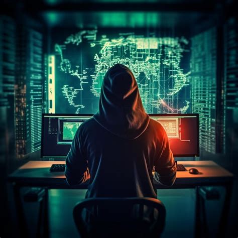 Premium Photo Hacker In The Black Hood In The Server Room Unrecognizable People The Concept Of