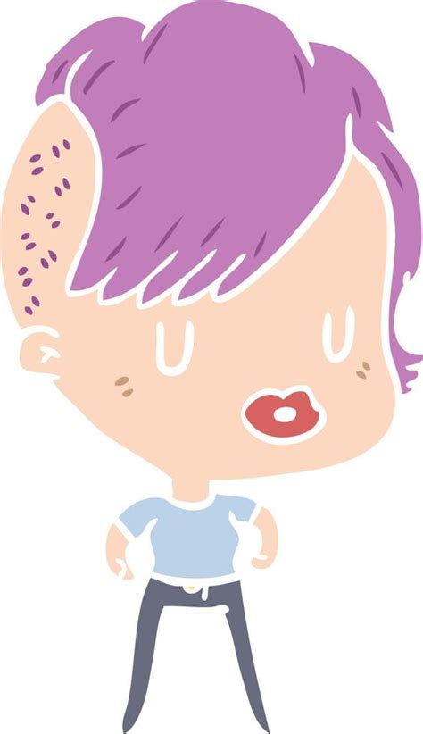 Flat Color Style Cartoon Girl 12028618 Vector Art At Vecteezy