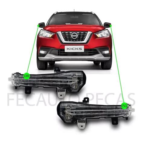 Par Pisca Seta Da Capa Retrovisor Nissan Kicks Todos Modelos