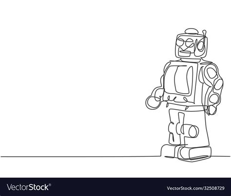One Continuous Line Drawing Retro Old Vintage Vector Image