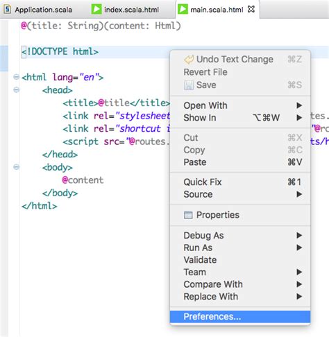 Scala Ide Playframework View