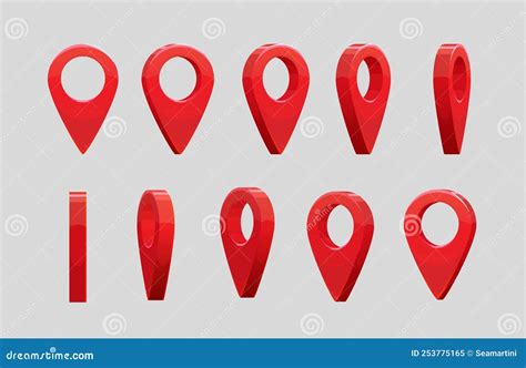 3d locator pin animated game or travel map sprite stock vector