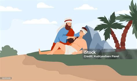 아브라함 의 이야기 평면 벡터 일러스트의 성경 구약 시험 아브라함 영성 및 종교에 대한 스톡 벡터 아트 및 기타 이미지