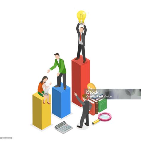 팀워크와 협업의 3d 등각 투영 평면 벡터 그림 항목 1 간반에 대한 스톡 벡터 아트 및 기타 이미지 간반 개발 등장인물 Istock