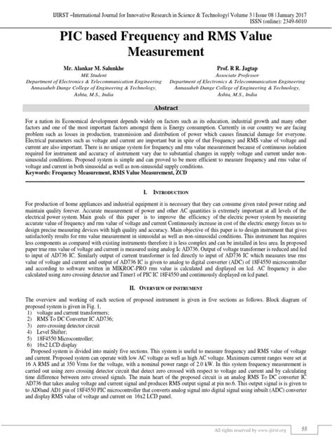 Pic Based Frequency And Rms Value Measurement Pdf Detector Radio Root Mean Square