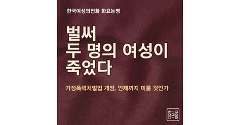 벌써 두 명의 여성이 죽었다 가정폭력처벌법 개정 언제까지 미룰 것인가 한국여성의전화