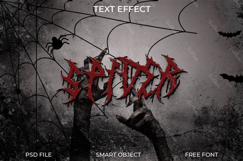 Horror Themed Spider Text Effect Photoshop Premium Psd File