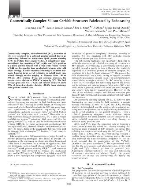 pdf geometrically complex silicon carbide structures fabricated by robocasting