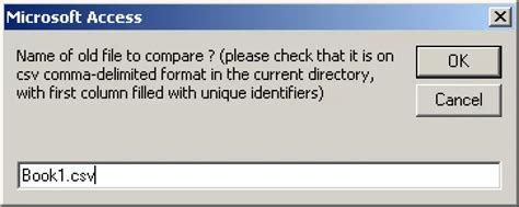 how to compare 2 csv files with ms access