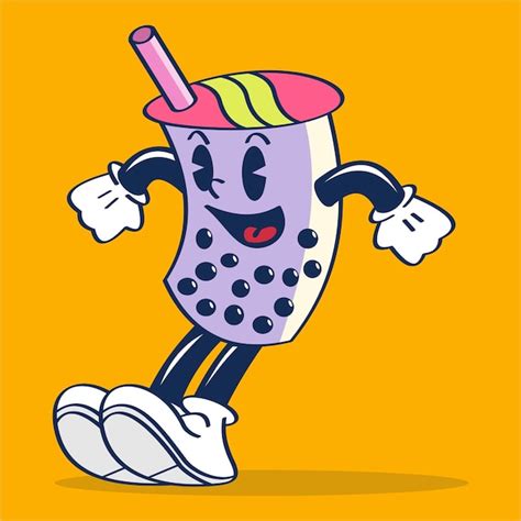 Premium Vector Boba Milk Tea Cartoon Character Stop Running Vector