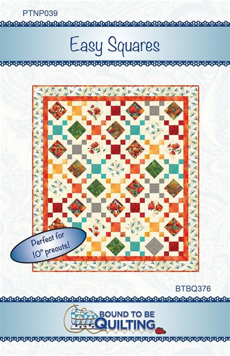 Easy Squares Quilt Quilting Pattern From Bound To Be Quilting BRAND NEW Please See Description