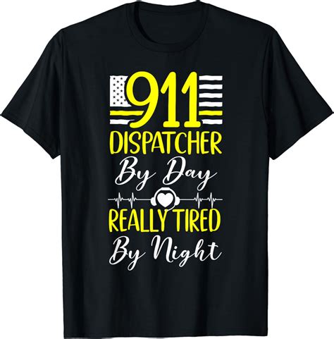 911 Dispatcher Thin Gold Yellow Line American Flag 911 T Shirt