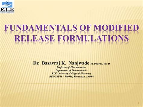 Fundamentals Of Modified Release Formulations Pptx