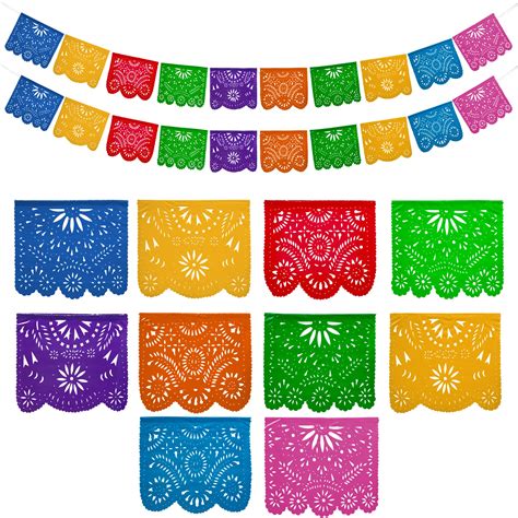 Mexican Party Banners 2 Pack With 10 Plastic Flags Per Desertcart India